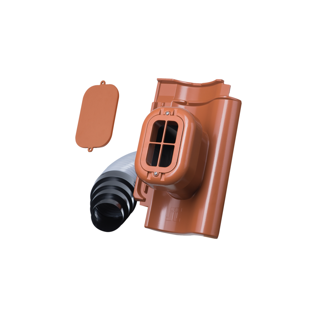 Clay ventilation tile for curved hollow interlocking tile Z5