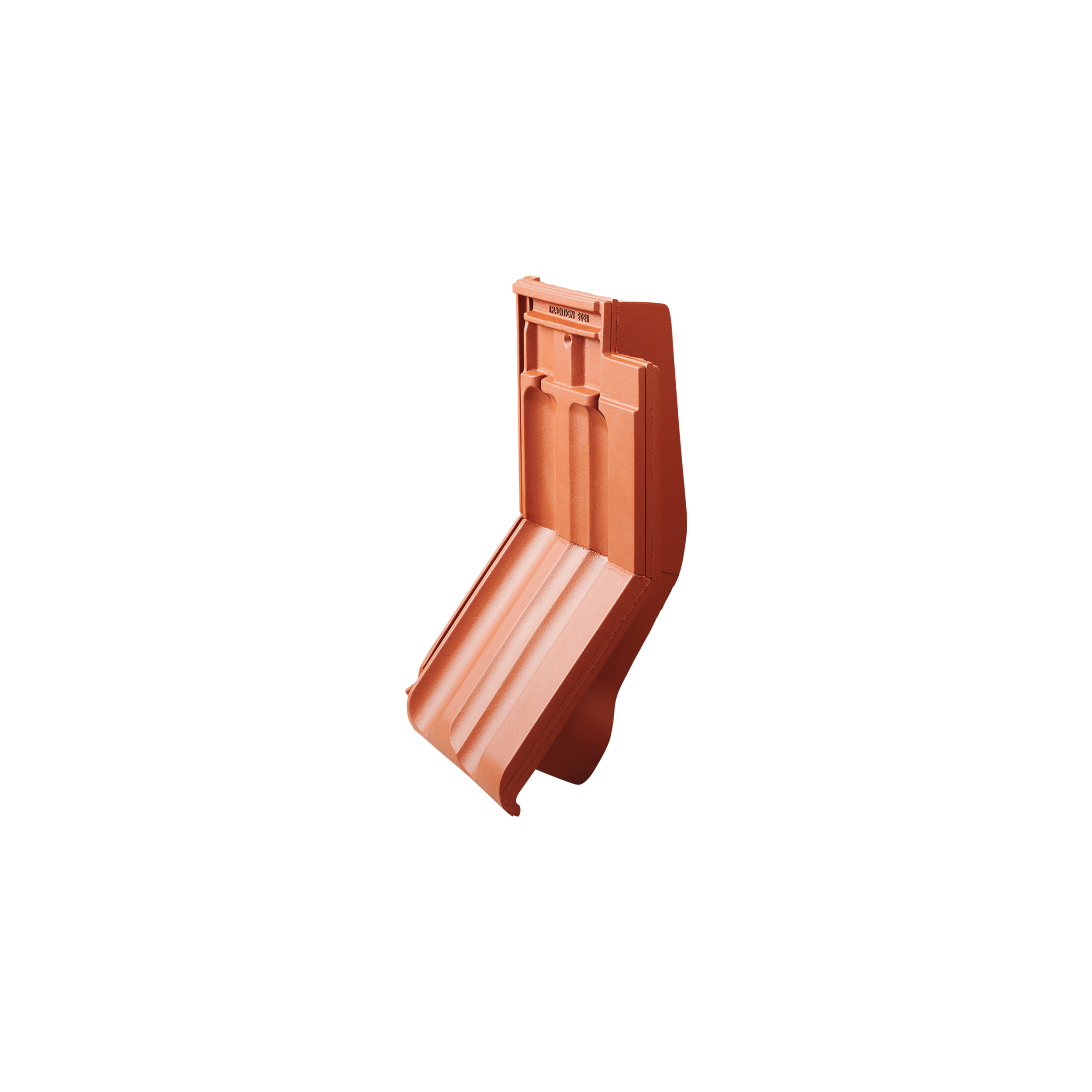 Articulated brick verge for double troughed interlocking tiles Tradition