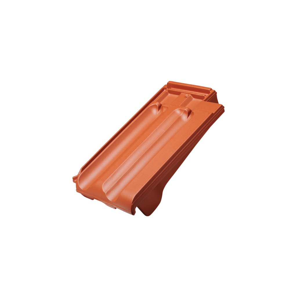 Articulated brick verge for double troughed interlocking tiles Tradition