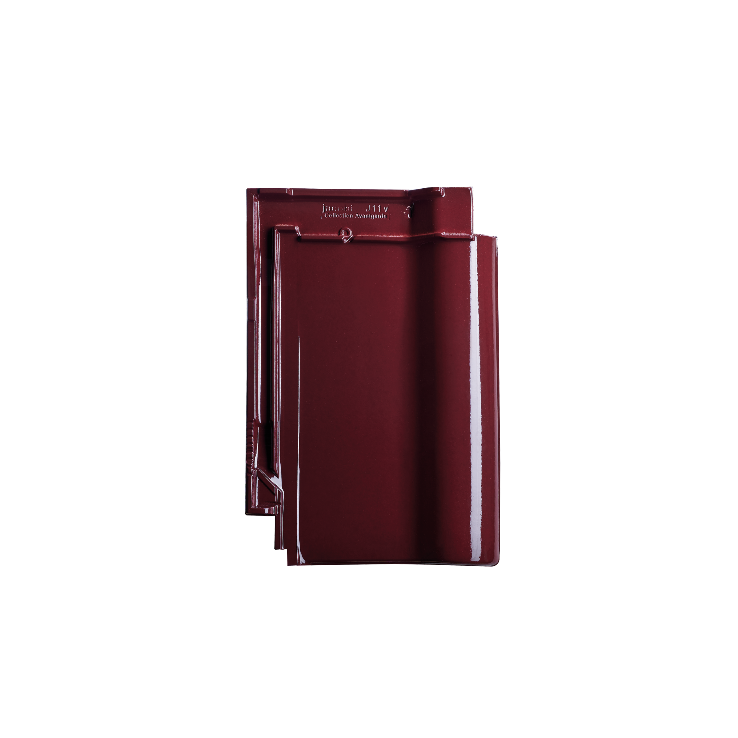 Flat roof tile J11v in the color bordeaux red